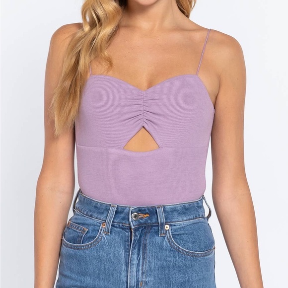 Tops | Fitted Keyhole Rib Knit Cami Bodysuit | Poshmark